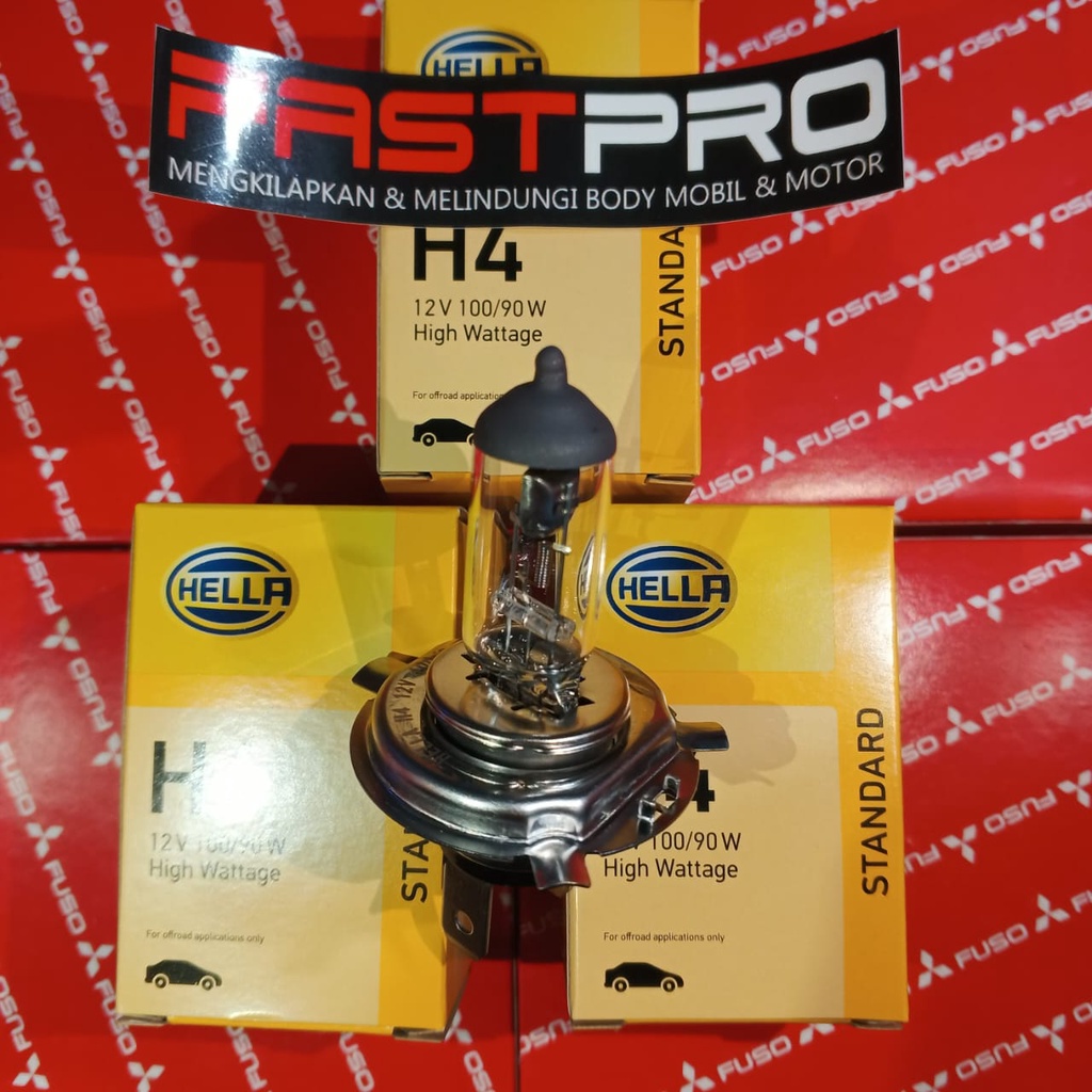 HELLA H4 P43T 12V 100/90W HALOGEN LAMP BULB ORIGINAL INV2 | Shopee ...