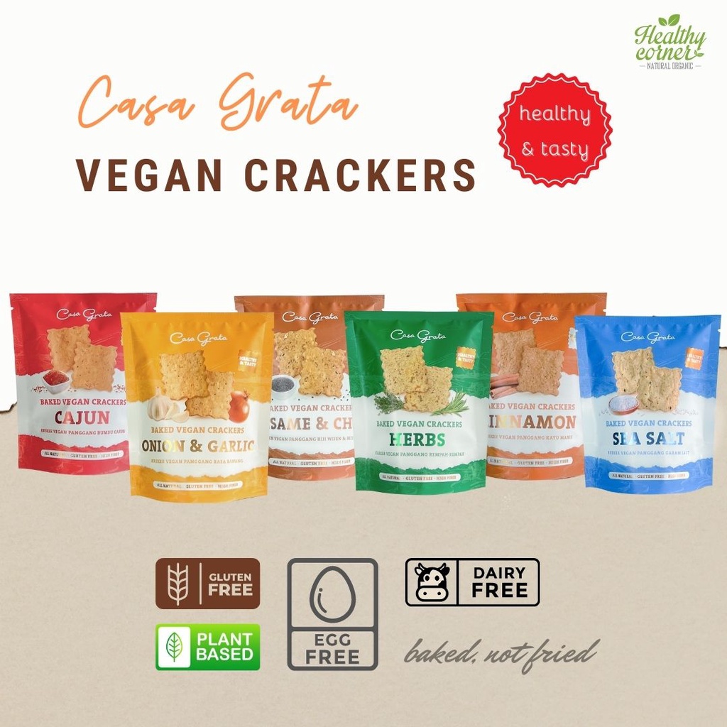 Casa Grata Baked Vegan Crackers (Kraker Snack Gluten Free - Dairy Free ...