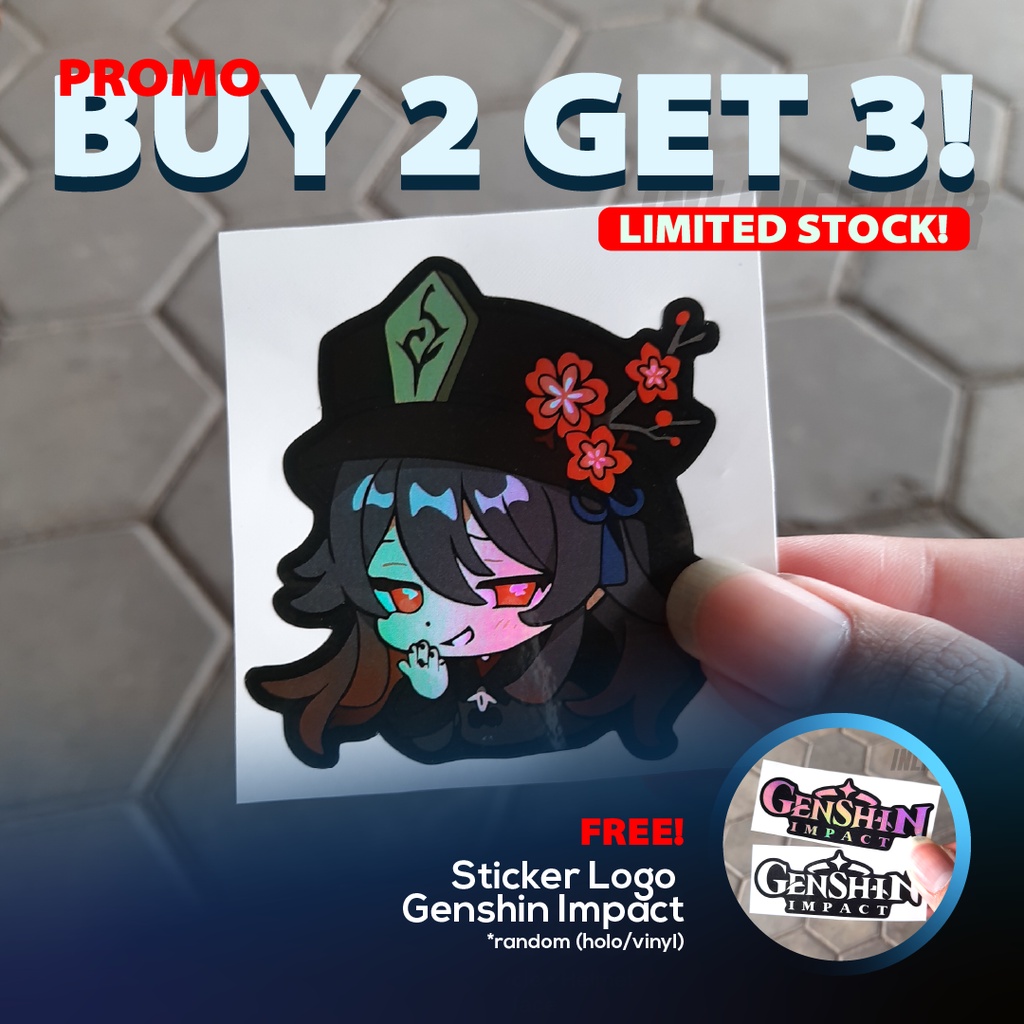 HP Genshin Impact Sticker - Hu Tao - Japanese Hutao Wibu Hologram Anime ...