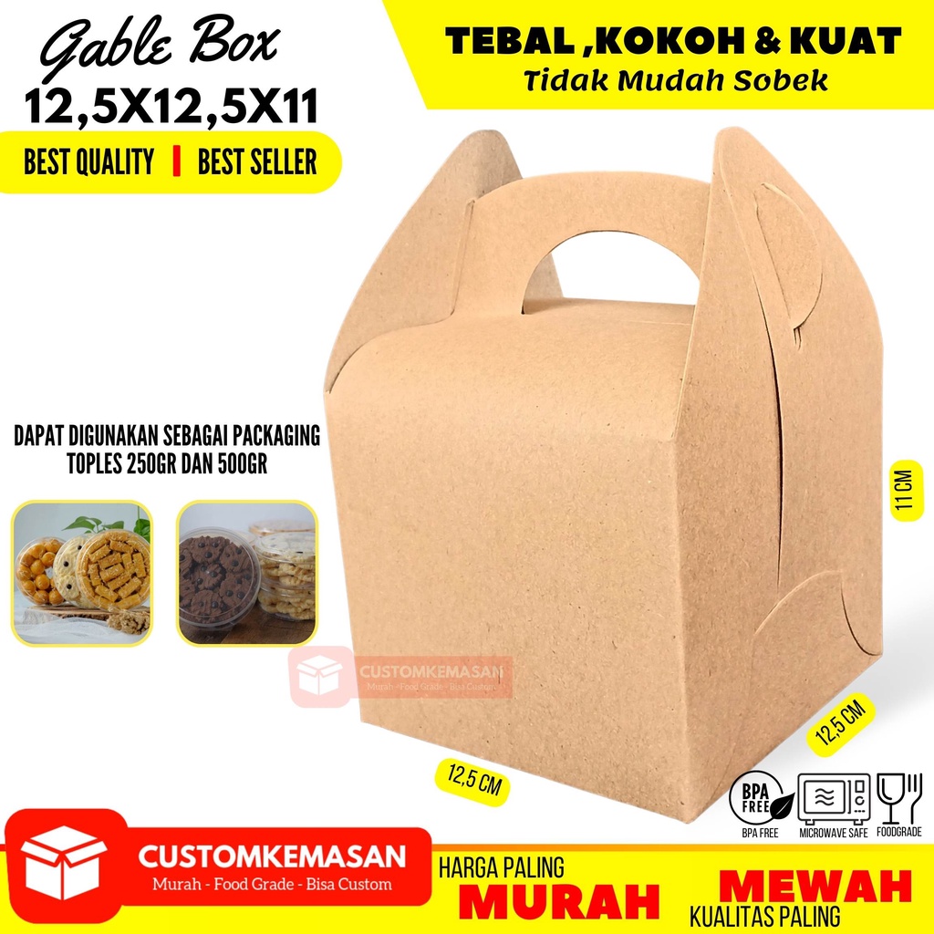 Kraft Gable Box 12,5x12,5x11 / Gable Box / Hampers Box / Souvenir Box ...