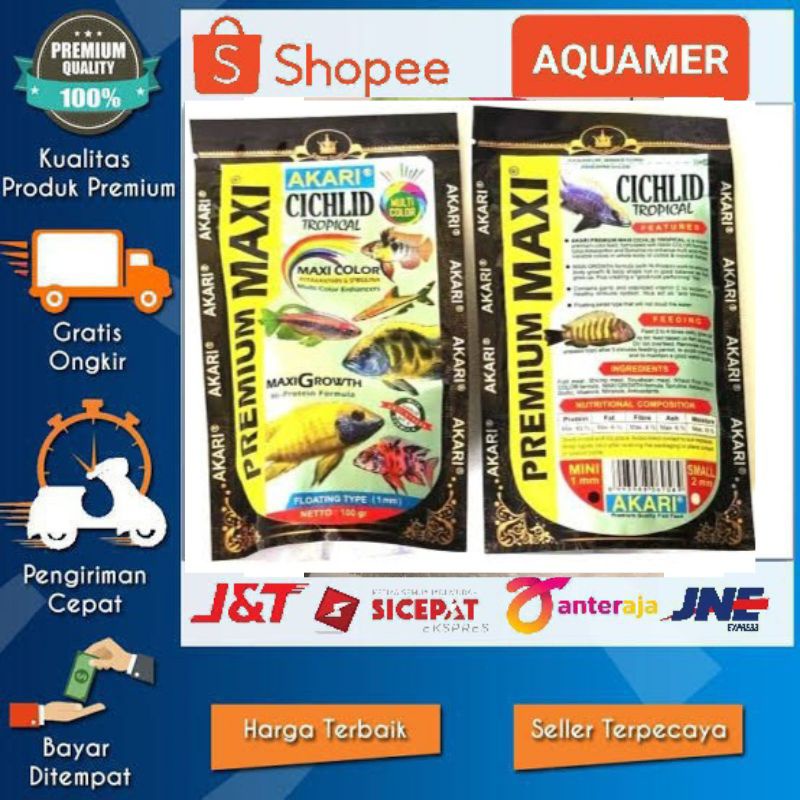 Repack akari premium maxi akari fish food akari pellets | Shopee ...