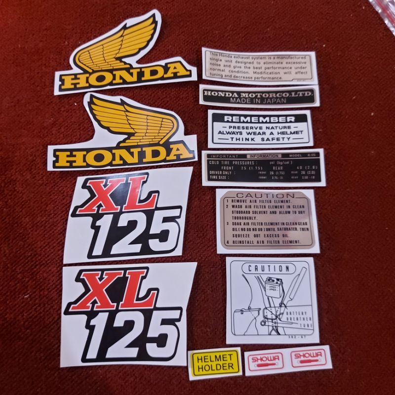 Honda XL 125 Fullset Detailed Description Label Sticker | Shopee ...