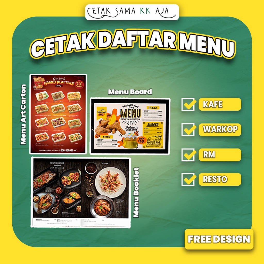 Printing MENU DAFTS FOOD AND DRINK UMKM CAFE HOME EAT WARKOP WARUNG ...