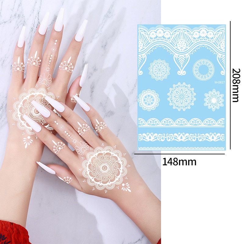 Bridal Wedding Party White Lace Tattoo Sticker 3D Waterproof Temporary ...