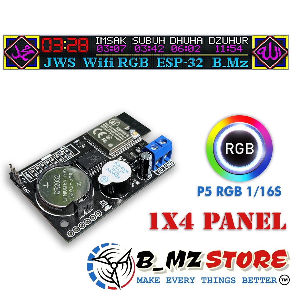 Controller - JWS Controller - 1x4 Panel P5 RGB Wifi Prayer Clock ...