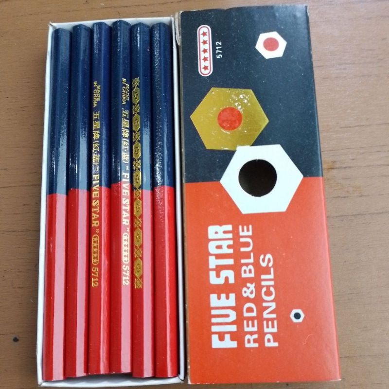 MERAH Red blue five star pencil | Shopee Philippines