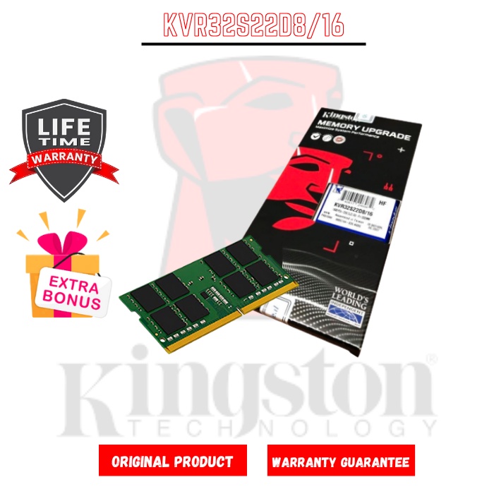 Kingston RAM SODIMM KVR32S22D8/16 16GB DDR4 3200MHz Non-ECC | Shopee ...