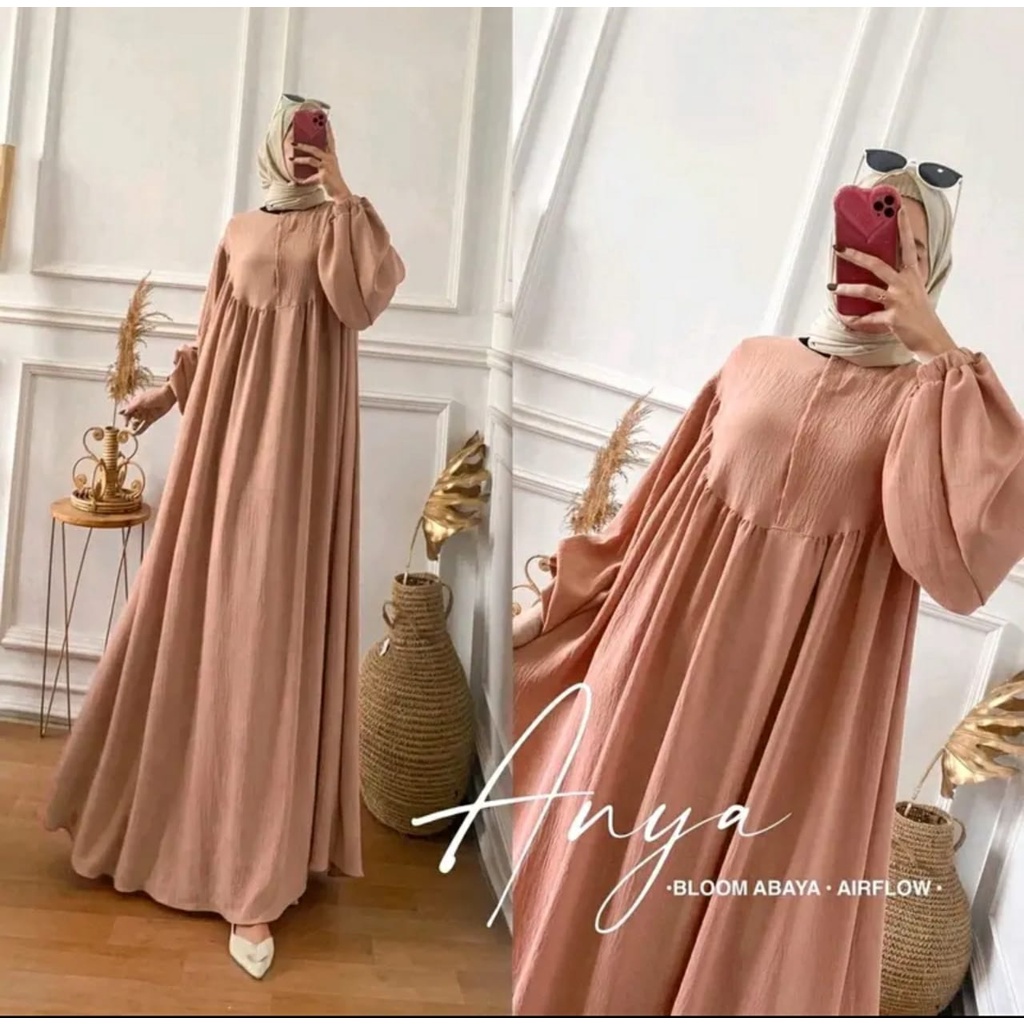 Aniya Latest Gamis Busui Friendly Crinkle Ariflow Premium Long Dress ...