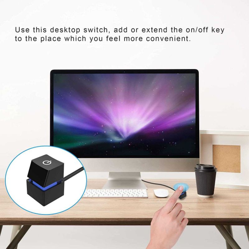 TOMBOL Blue Light External Power Button Cable Desktop Front Panel 2M ...