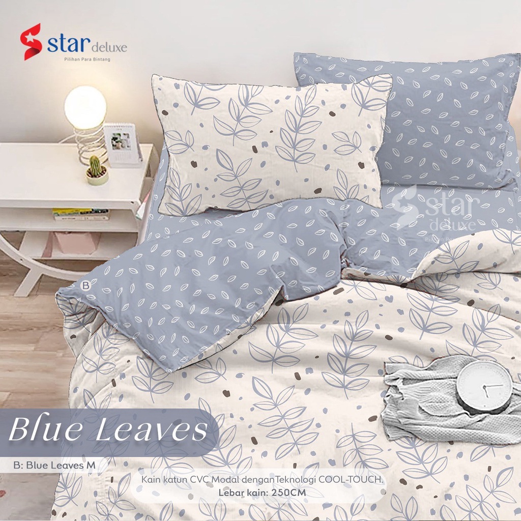 Katuuuun STAR Bed Sheet With BLUE LEAVES MOTIF | Shopee Philippines