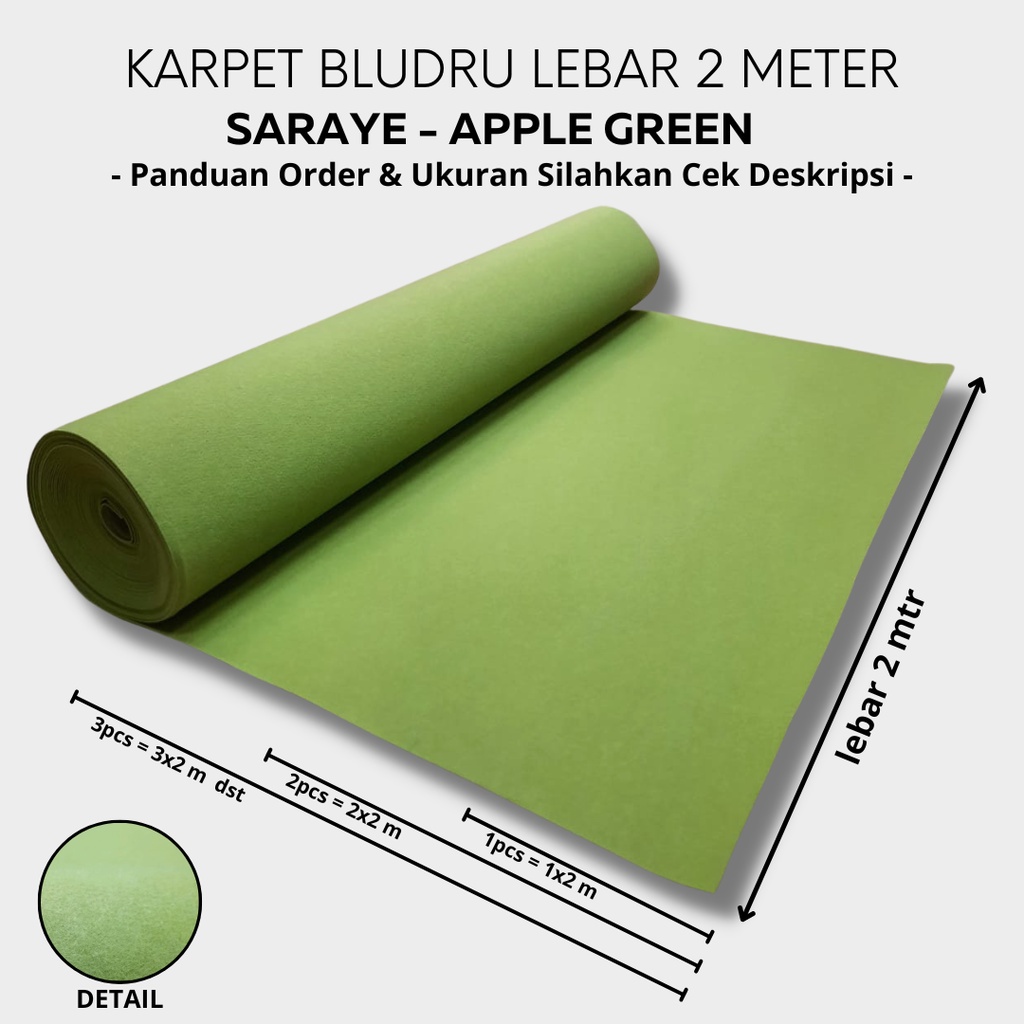 Saraye Plain Brudu Carpet Saraye Meter Size per 50cm x 2m Apple Green 2 ...