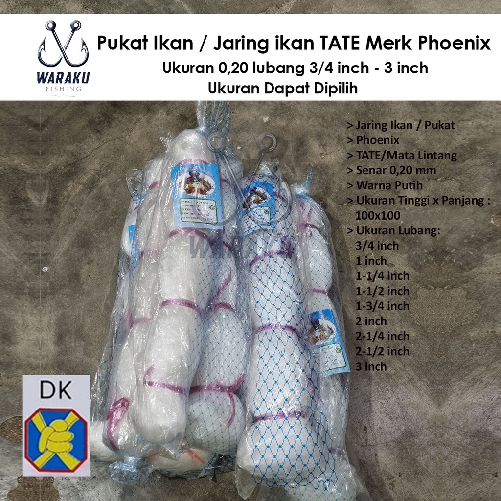 Fish Trawl / TATE Fishing Net Phoenix Brand 0.20 Size 100x100 holes 1 ...