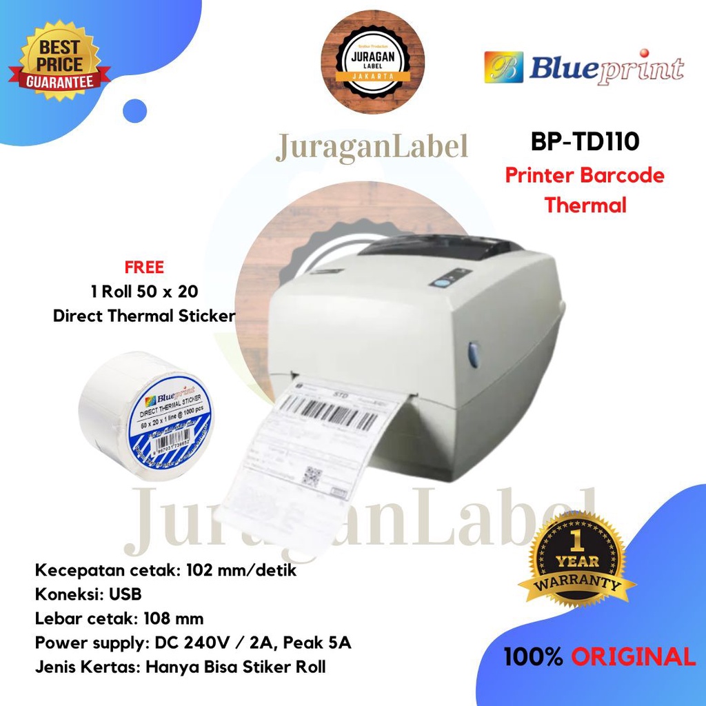 Blueprint Thermal Printer BP-TD110 Barcode Receipt Label A6 Official ...