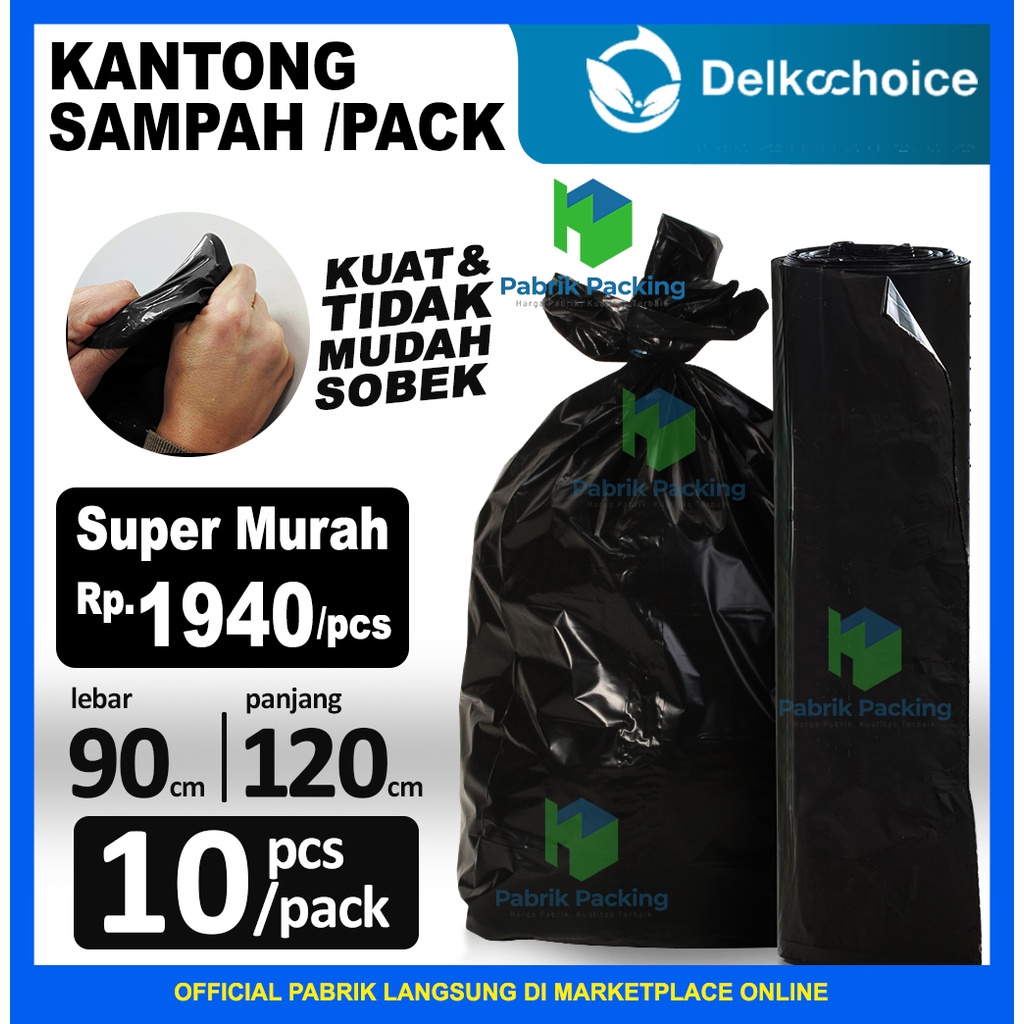 HITAM Thick BLACK PLASTIC GARBAGE NOT EASILY TORN PACK 90 x 120 cm ...