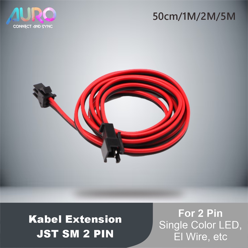 JST SM 2 Pin Extension Cable For LED Strip Single Color 5050 / Elwire ...