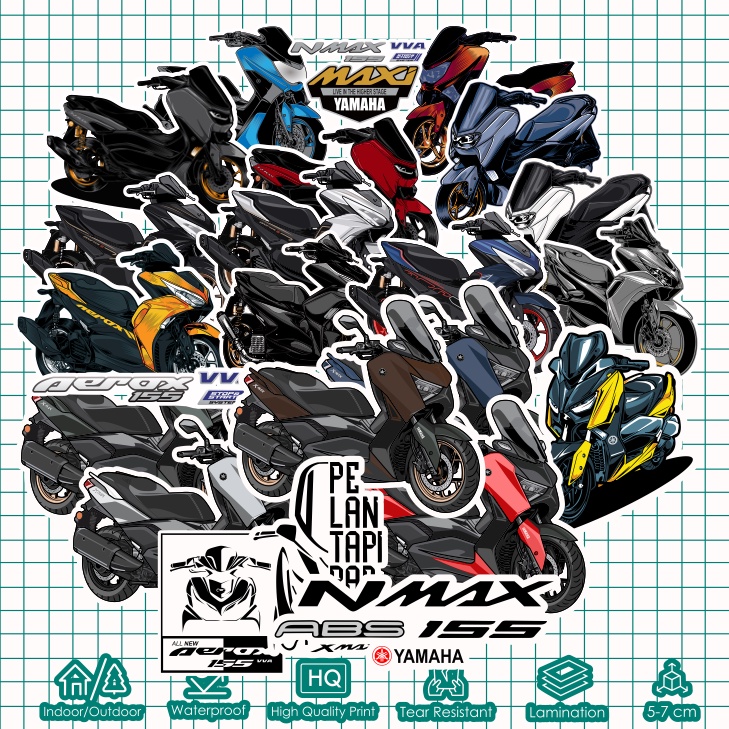 Sticker PACK Aesthetic YAMAHA NMAX XMAX AEROX 155 VVA MAXI FAMILY ...