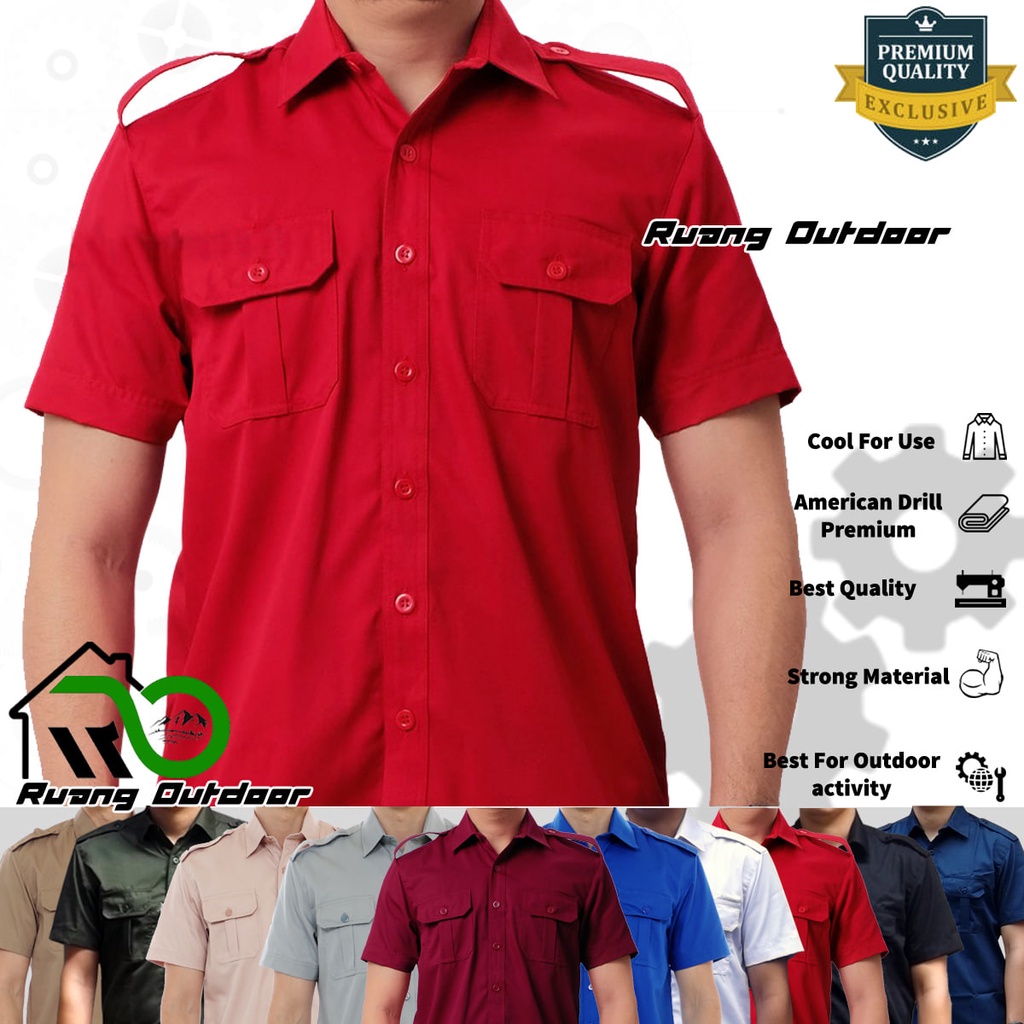 MERAH KEMEJA Short Sleeve PDL PDH Field Shirt - Premium Uniform Tops ...