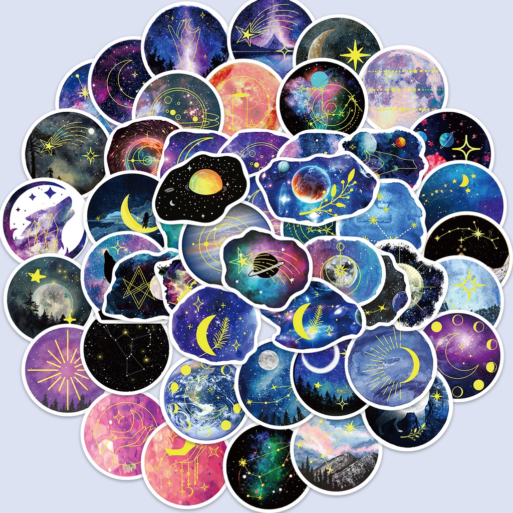50pcs Moonlight Planet Galaxy Stickers Cool Skateboard Laptop Book Gift ...