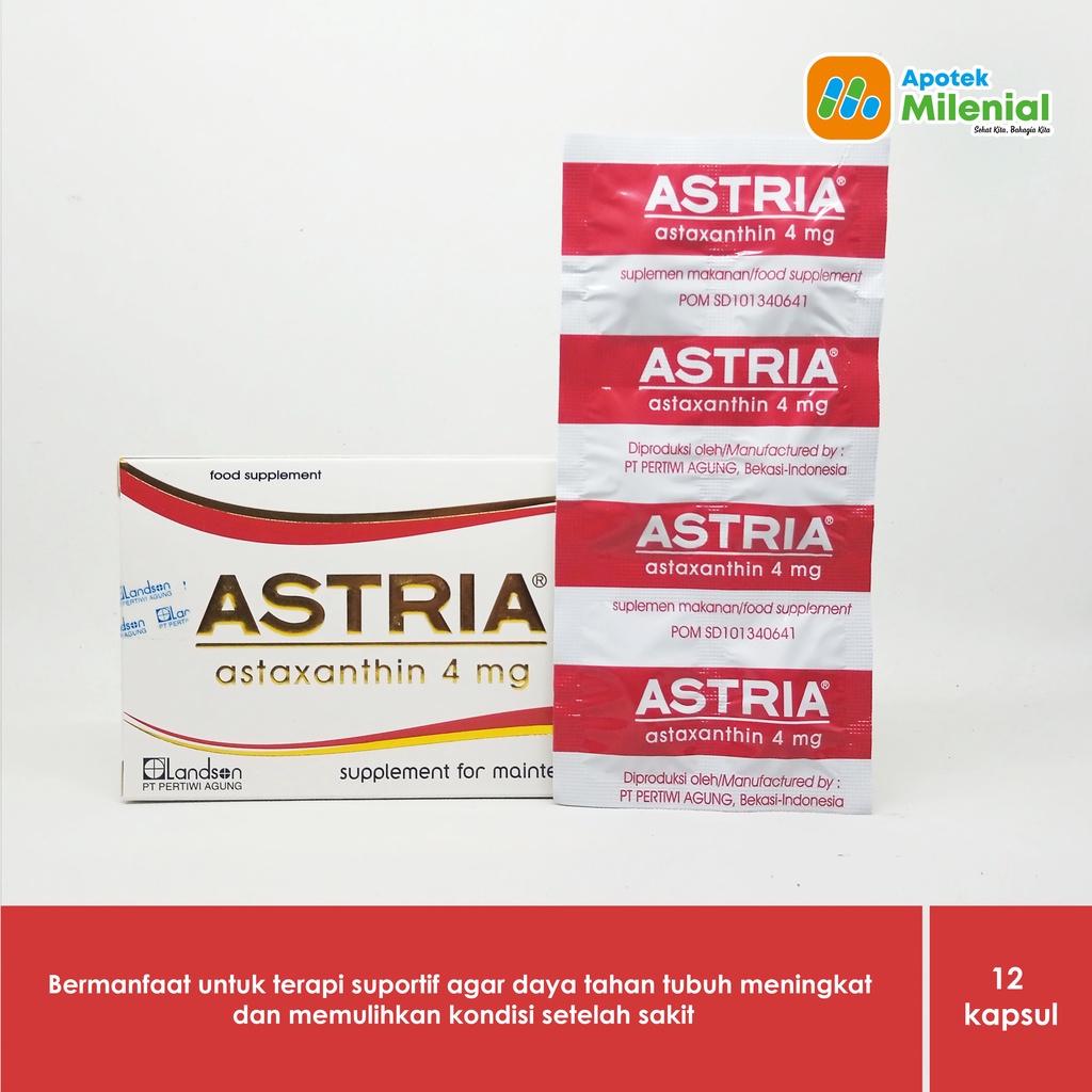 Astria Astaxathin 4mg Box Contains 12 Capsules// As An Antioxidant For ...