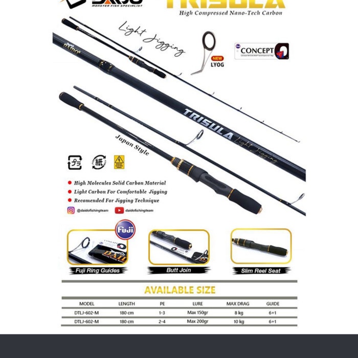 Daido Trident Fishing Rod Pe 1-3 The Price Is Safe Packing | Shopee ...