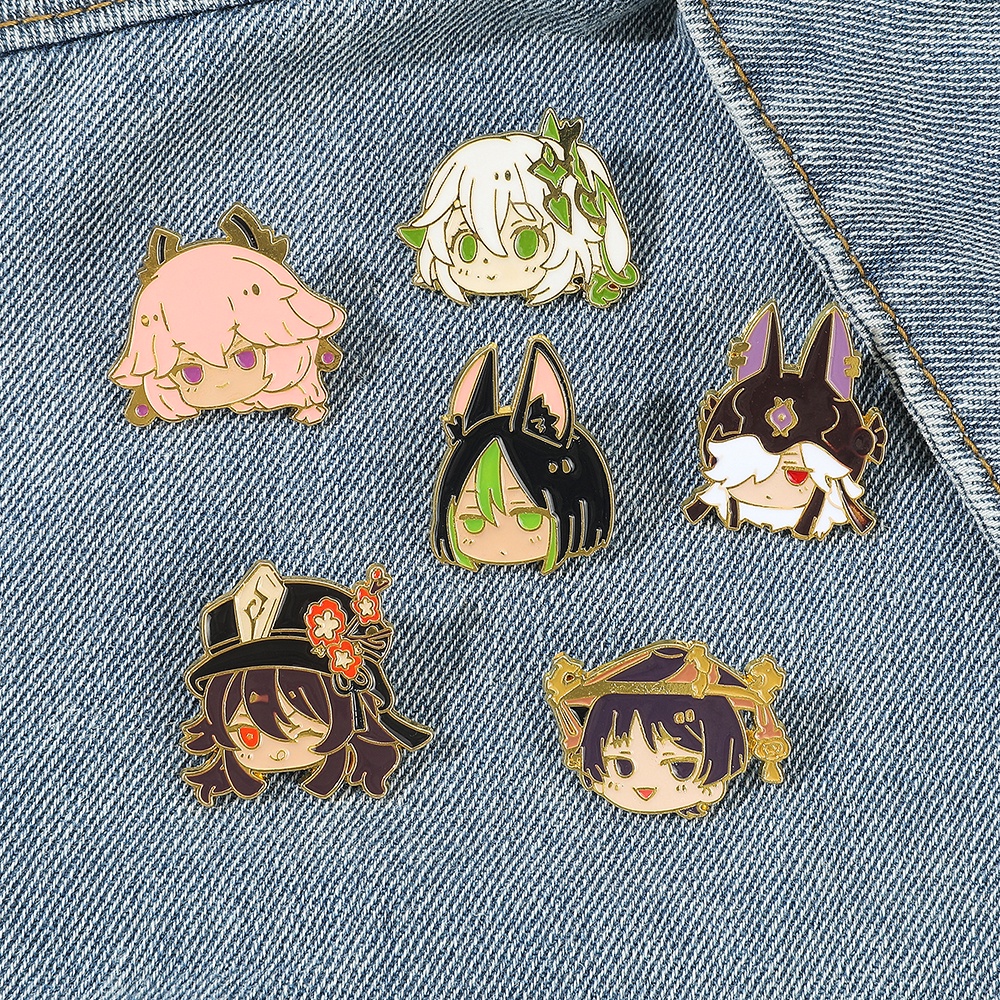 Q Version Genshin Impacts Characters Enamel Pin Mini Cartoon Wenti Xiao ...