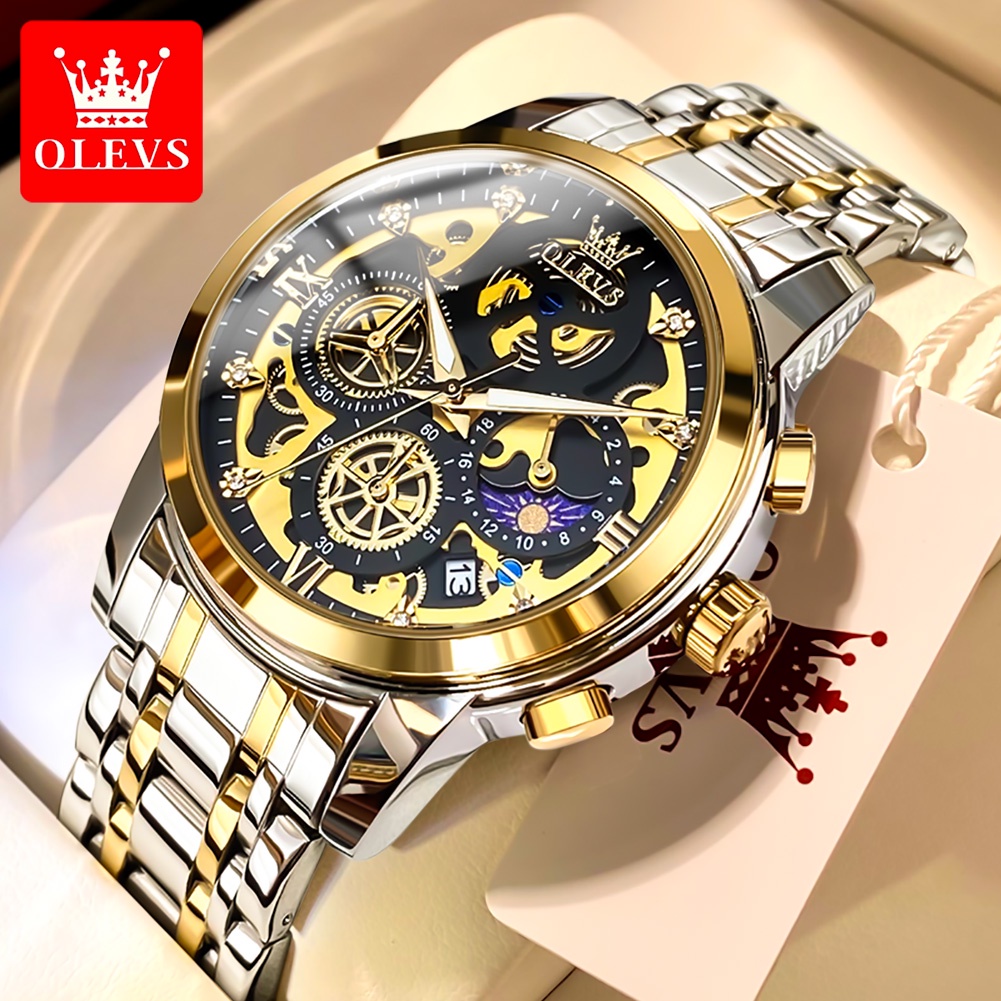 OLEVS Jam Tangan Lelaki Original Waterproof Quartz Stainless Steel ...