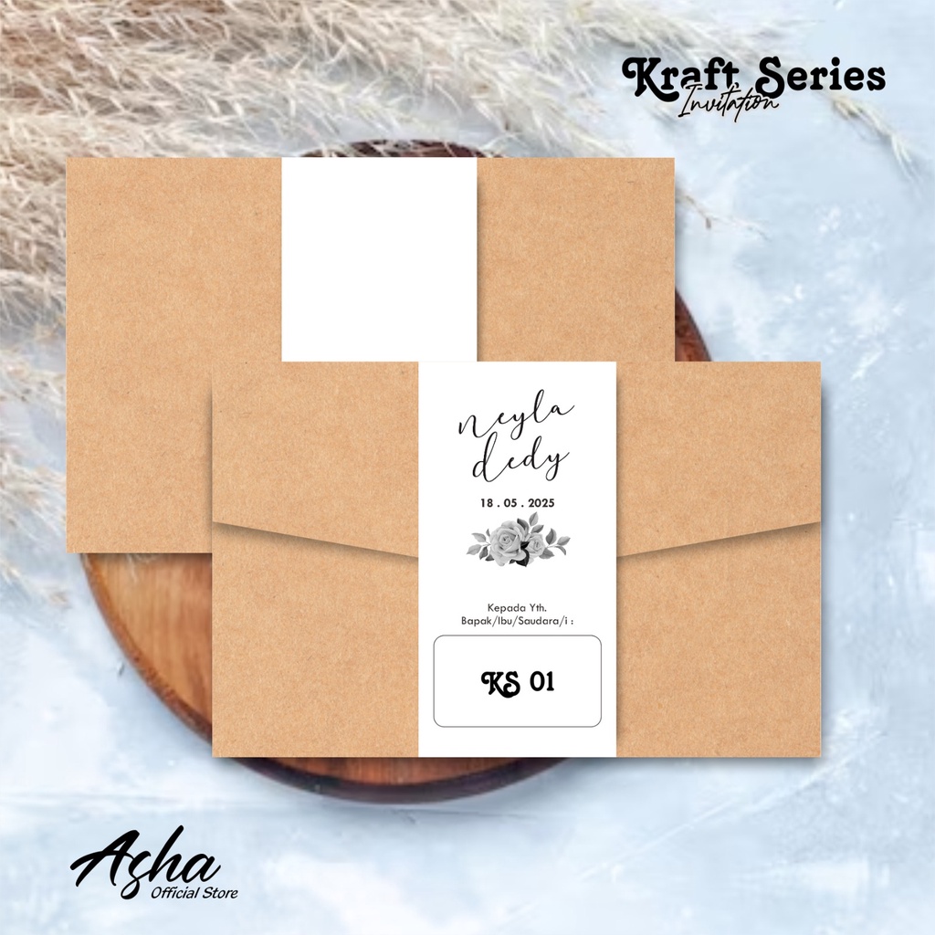 Kraft WEDDING INVITATIONS ELEGANT AESTHETIC BELT - SEMI ENVELOPE ...