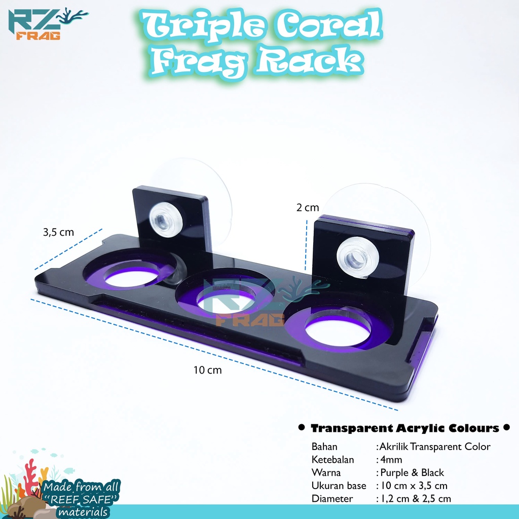 4mm Acrylic Triple Frag Rack / Zoa Purple Coral Reef Tank Coaster ...