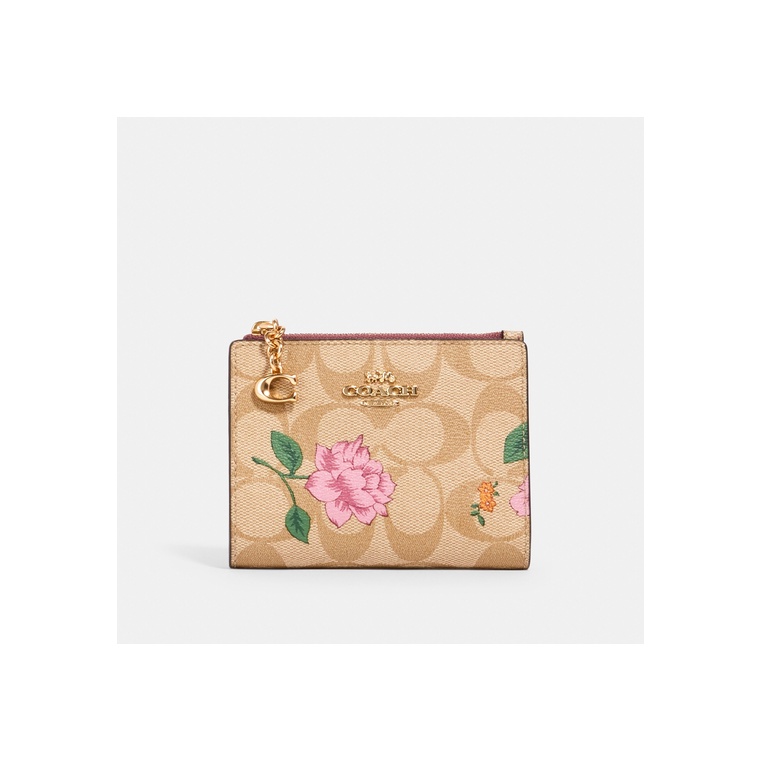 Authentic Coach Wallet Card Case In Signature Canvas With Prairie Rose ...