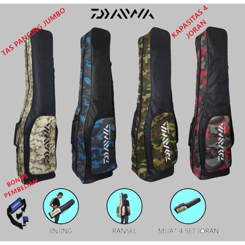 Jumbo Fishing Bag 4 Rods bonus rodbelt Fishing Rod uk 80cm 100cm 120cm ...