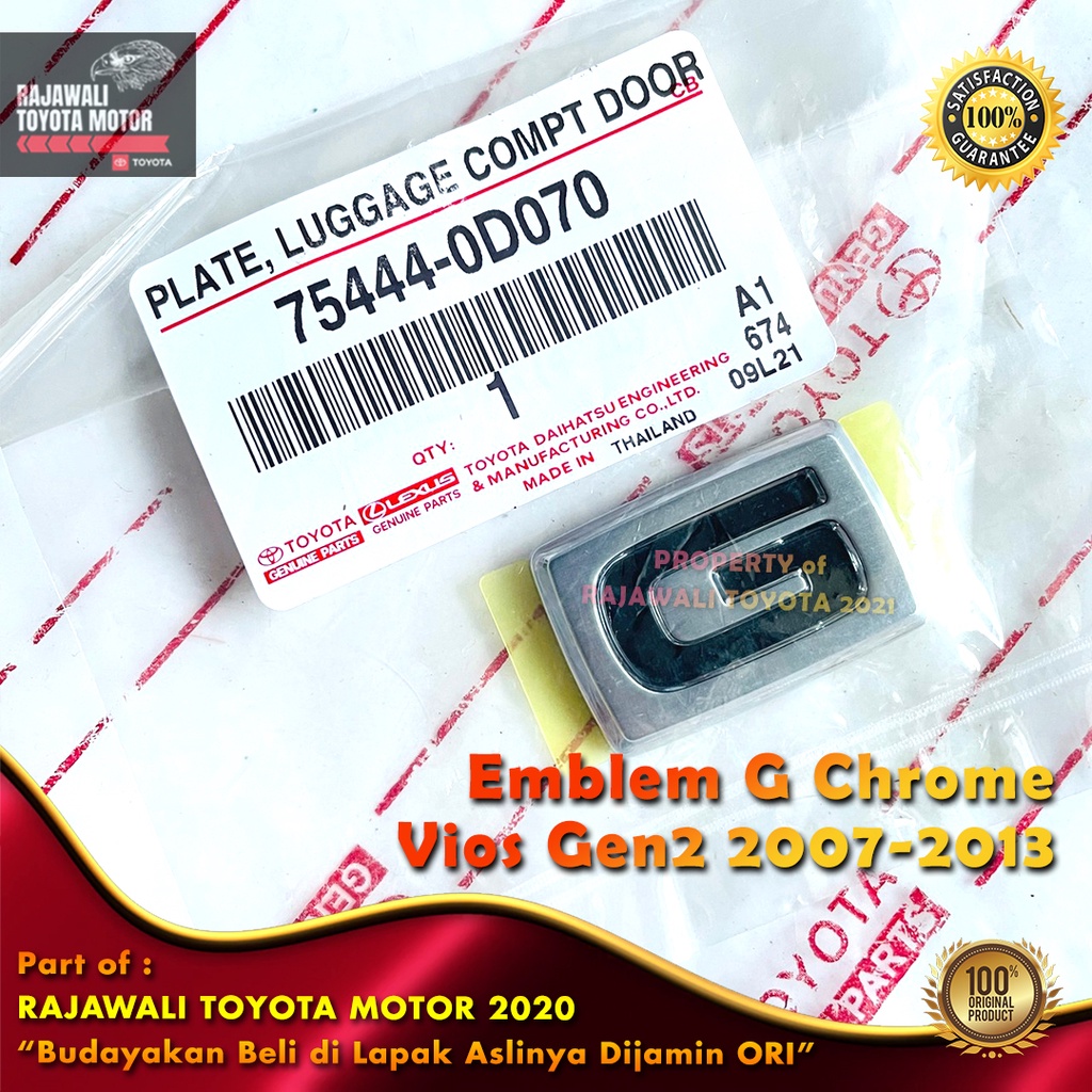 Vios Gen2 Trunk G Emblem 2007-2013 Rear Logo Sticker New Original ...