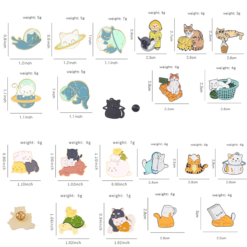Cartoon Lovely Cat Brooch Pins Funny Cat Animal Brooch Metal Badges ...