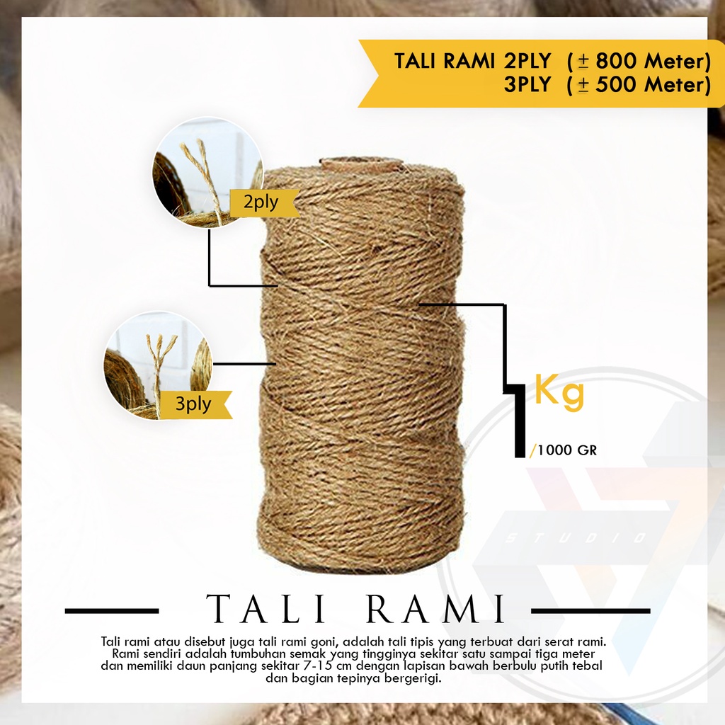 Jute Rope 2ply 800m / 3ply 500m weight 1kg | Shopee Philippines