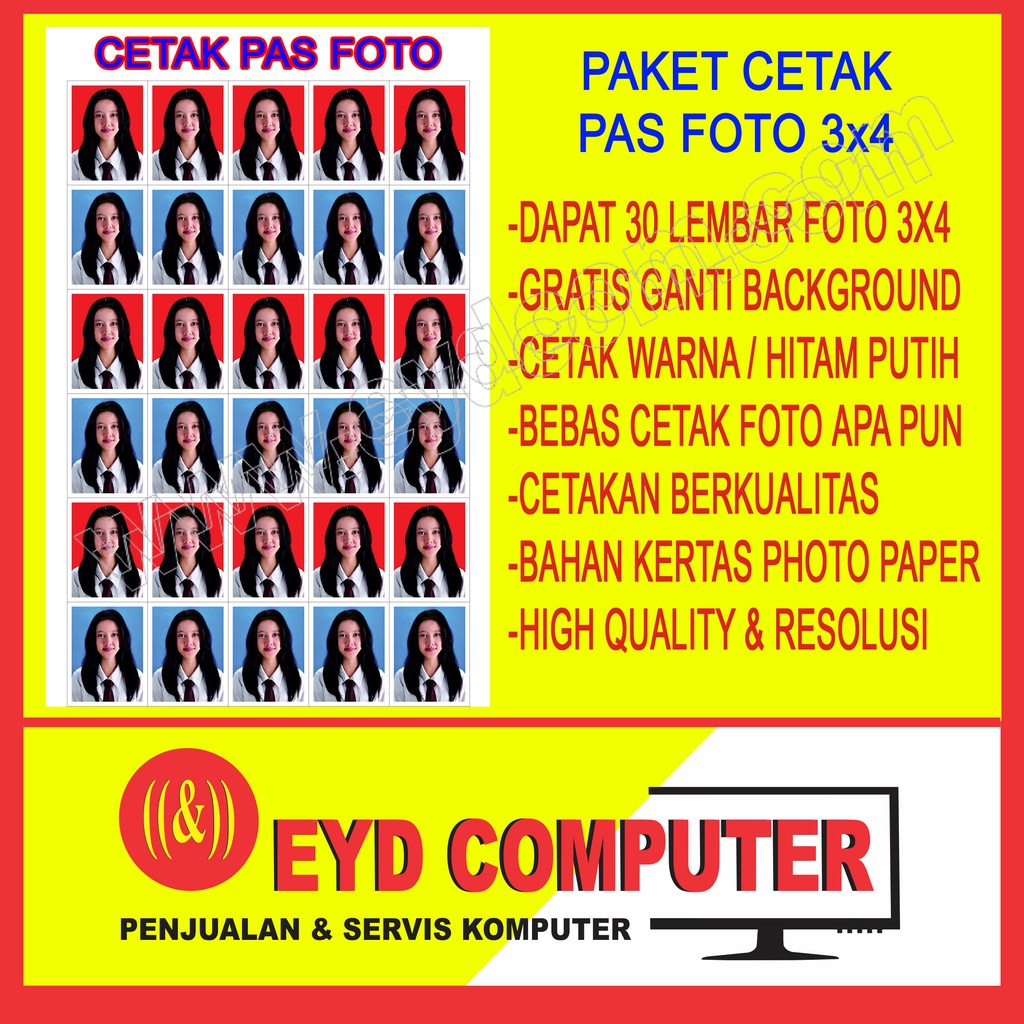 Print Passport PHOTO Package 3x4 GLOSSY PHOTO 3x4 PRINT FOTO | Shopee ...