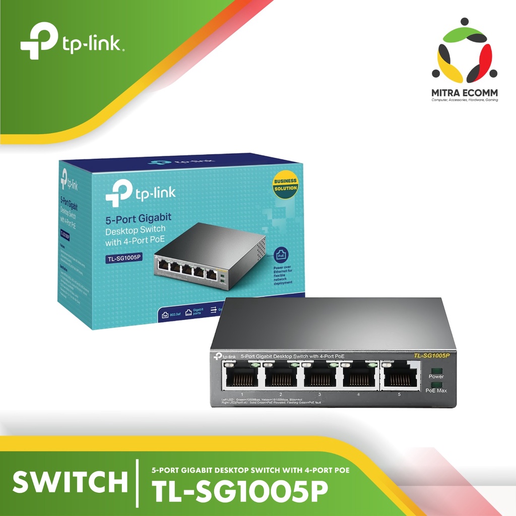 TP-LINK TL-SG1005P 5-Port Gigabit Desktop Switch with 4-Port PoE ...