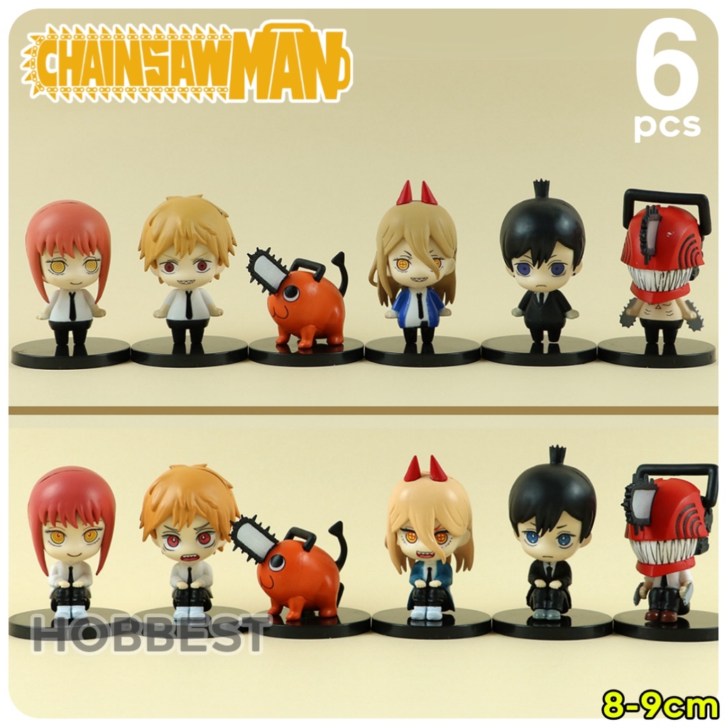 Chainsaw MAN Chibi Action Figure set of 6 pcs Miniature Cake Topper ...