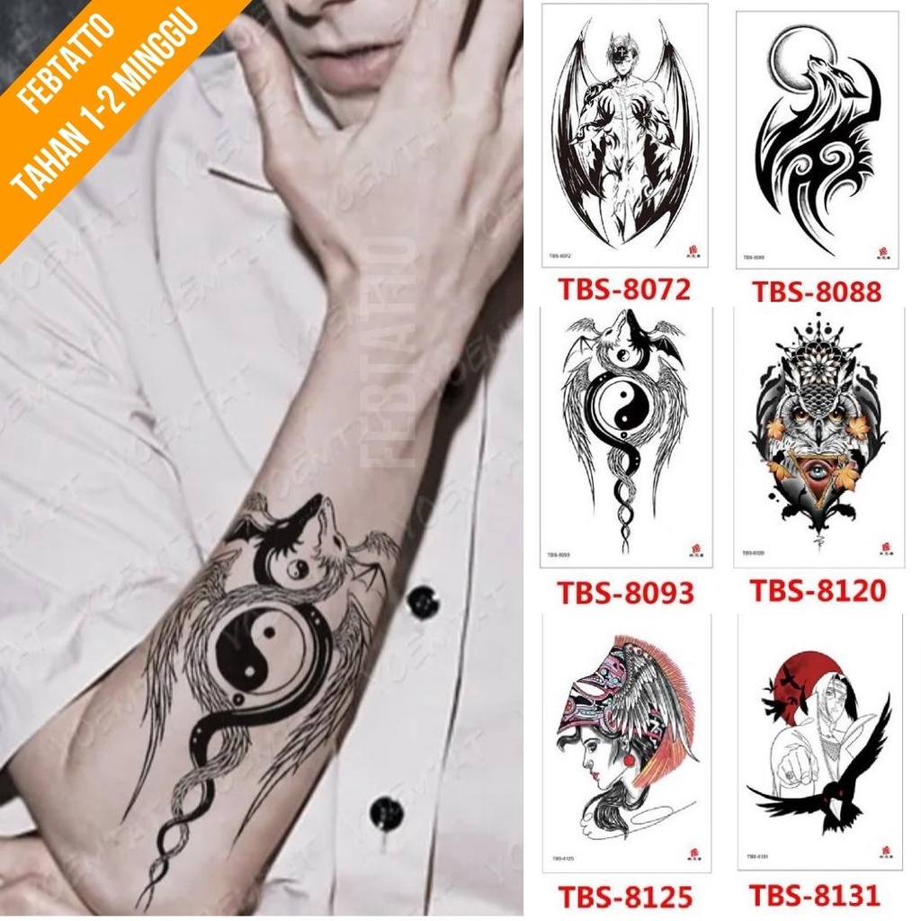 Temporary Tattoos Size 12cm x 19cm Yin Yang Dragon Motif TBS 8093 Arm ...