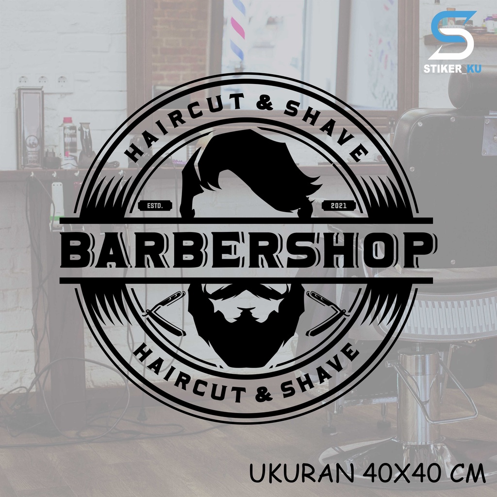 Wall Cutting Sticker Barber Shop Wall Sticker Salon Shaving Cutting ...