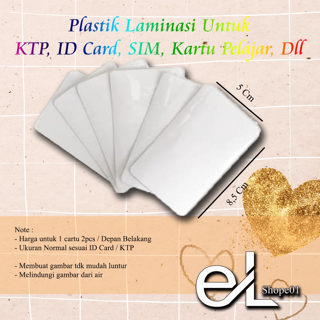 Lamination For KTP, ID Card, SIM Etc, 2 Sheets Front And Back | Shopee ...