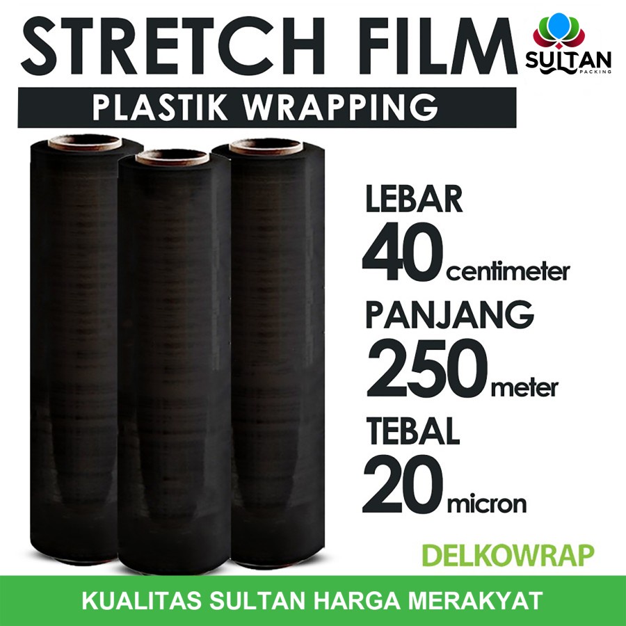 Stretch film black plastic wrapping plastic wrap 40CM X 250M unit ...