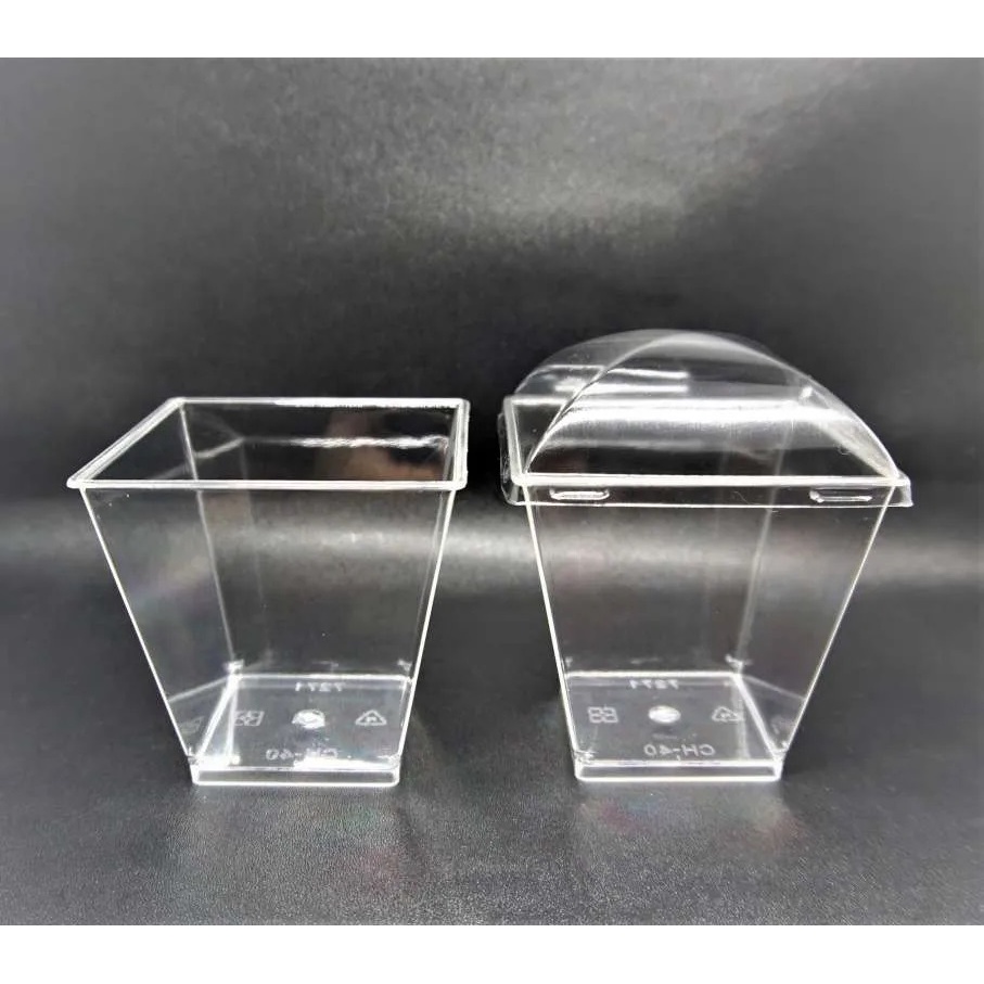 Square Jelly Pudding Cup – Mini Dessert Cup CH 40 + Lid (25 pcs ...