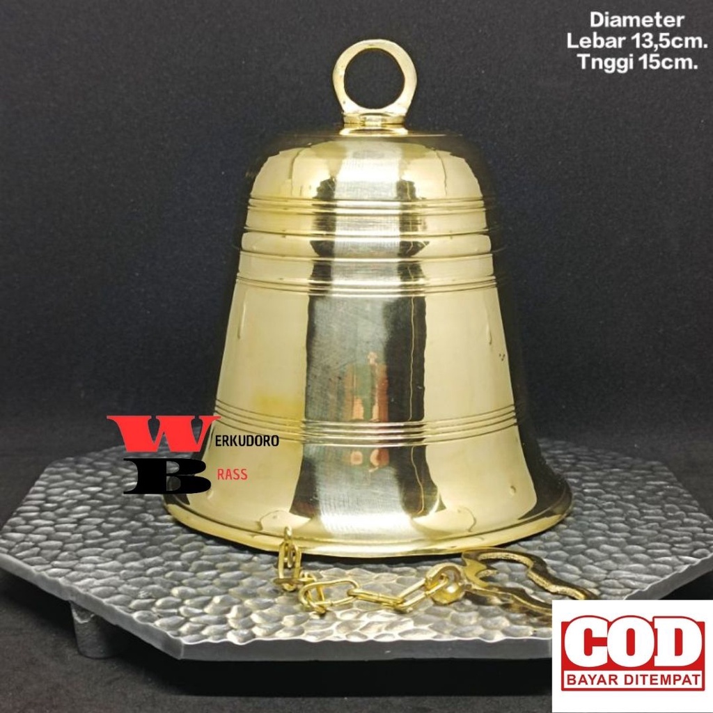 Brass BELL LARGE SCHOOL BELL 13.5CM DIAMETER KRUCUT BELL CHURCH BELL ...