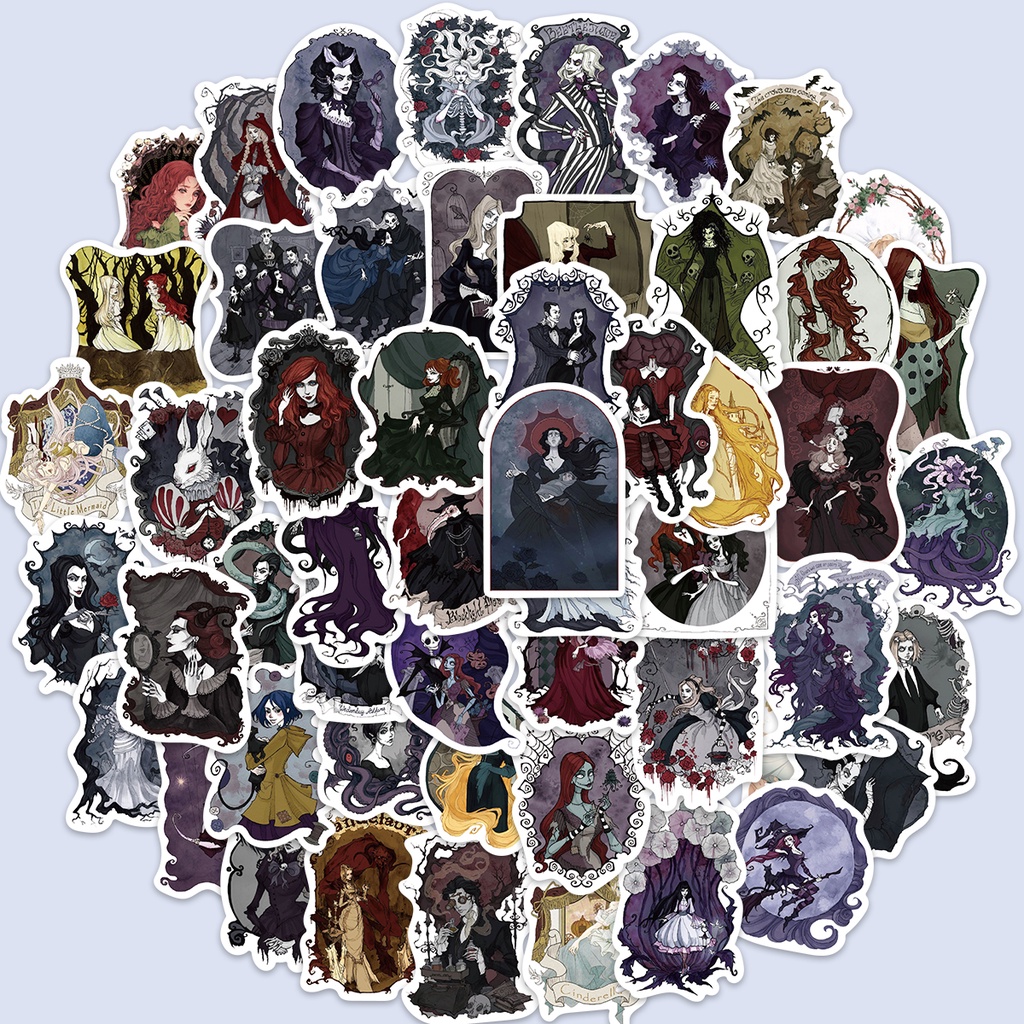 53pcs Anime Gothic Princess Witch Cool Stickers Aesthetic Book Helmet ...