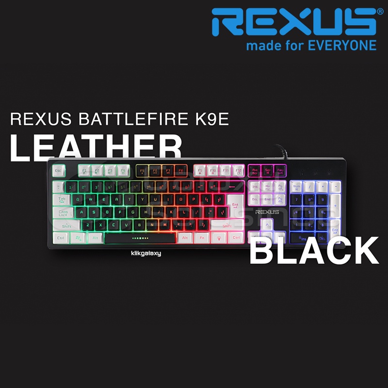 Rexus BATTLEFIRE K9E Leather Black Gaming Keyboard - Black White ...