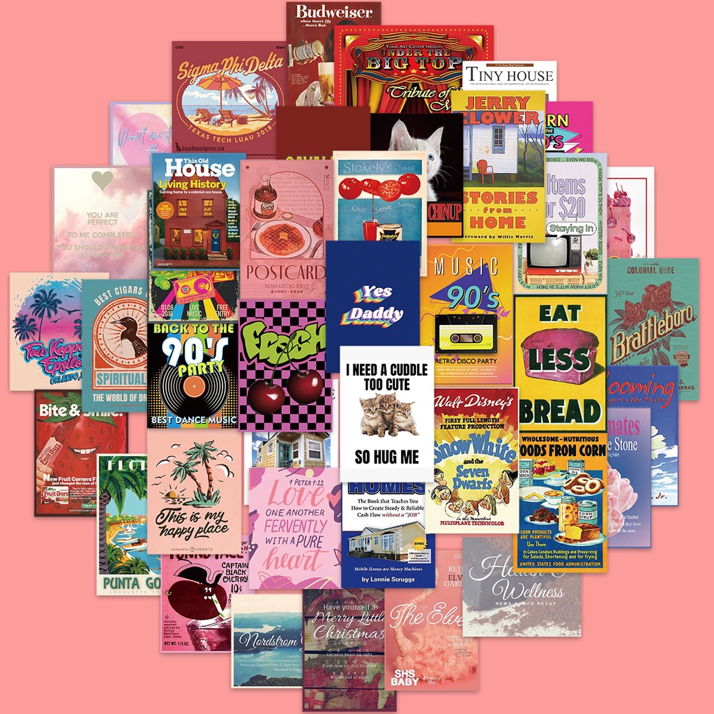 40pcs US 90s Vintage Magazine Cover Stickers Laptop Book DIY Cute Gift ...