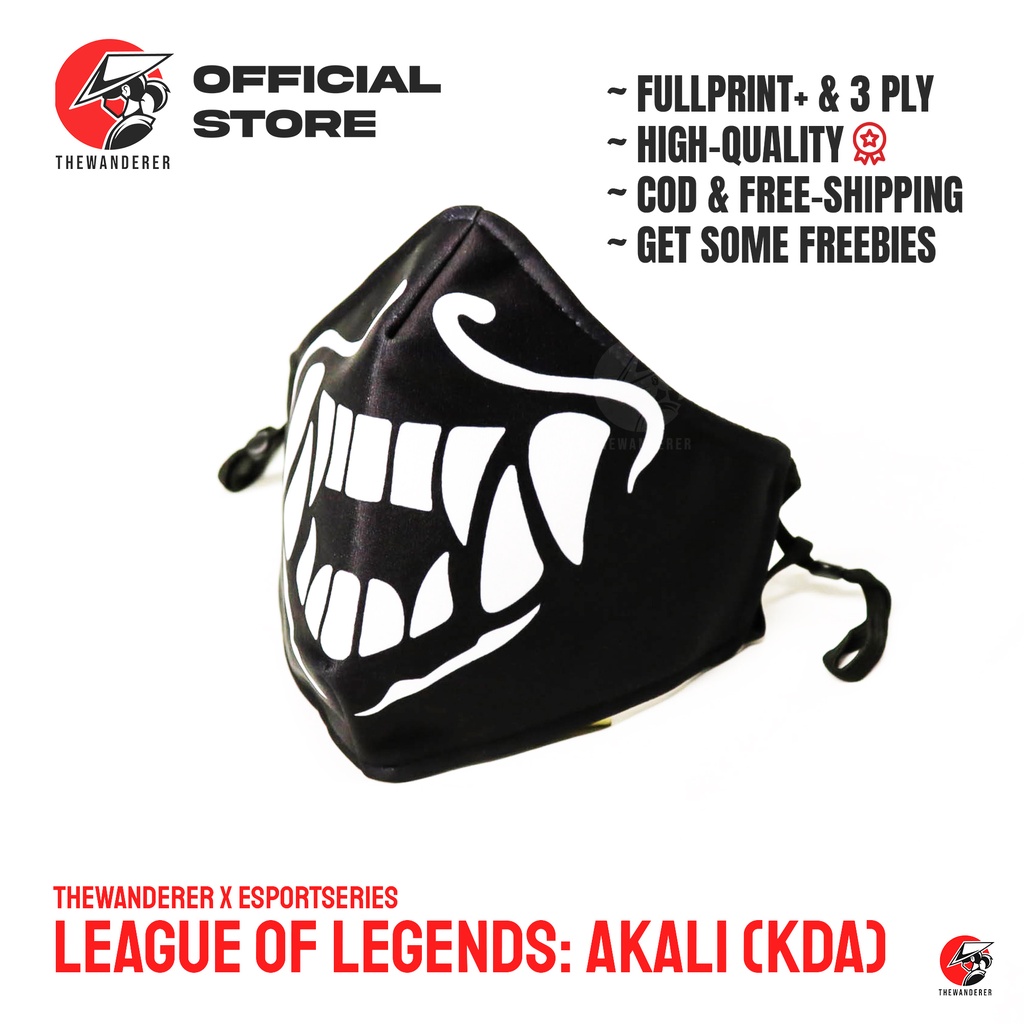Thewanderer x League of Legends Full Print+3-Layer Akali Gaming Mask ...