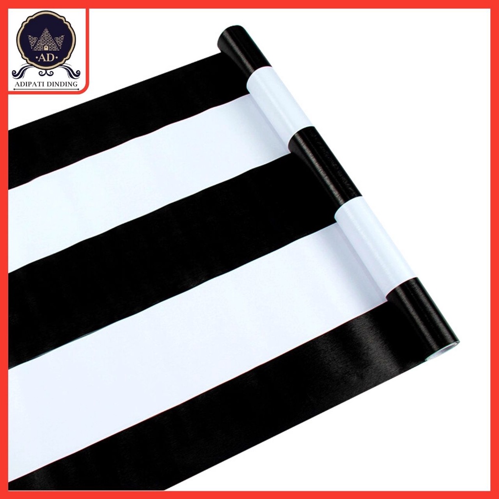 PUTIH HITAM Wallpaper Wall Sticker With Stripe Motif Size 45cm X 10 ...