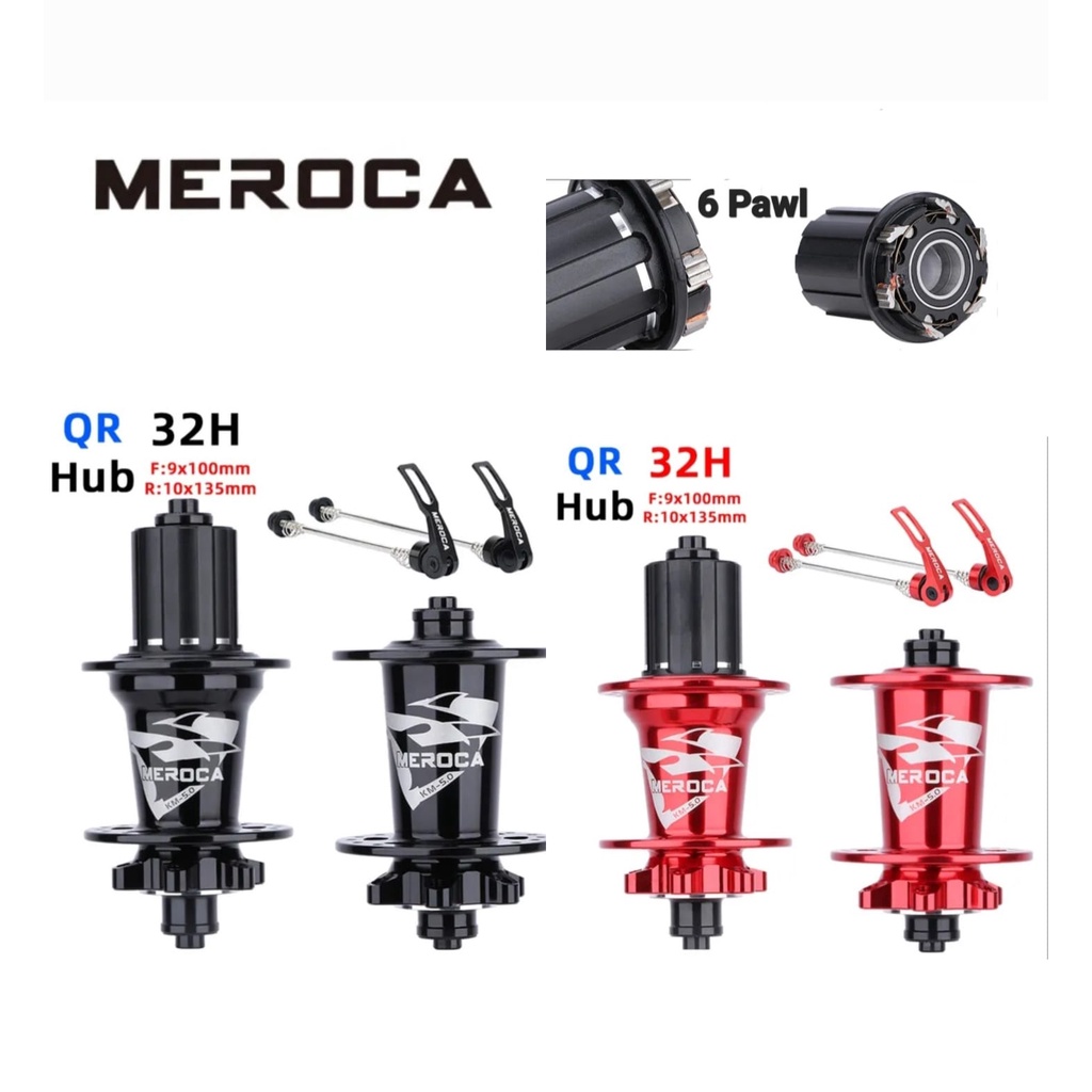Meroca Hub Freehub QR Quick Release Bicycle Hub 5+2 Bearings 6 Pawl 32 ...