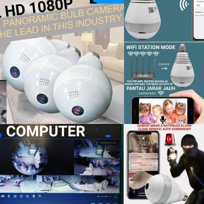 V380 PRO IP CAMERA Bulb 3MP FULL HD 1080P 360 3D VR CCTV WIRELESS ...