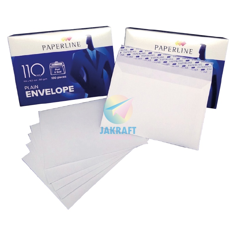 (100 Pcs) PAPERLINE 110 PPS Plain White Envelopes Medium Size 114 x 162 ...